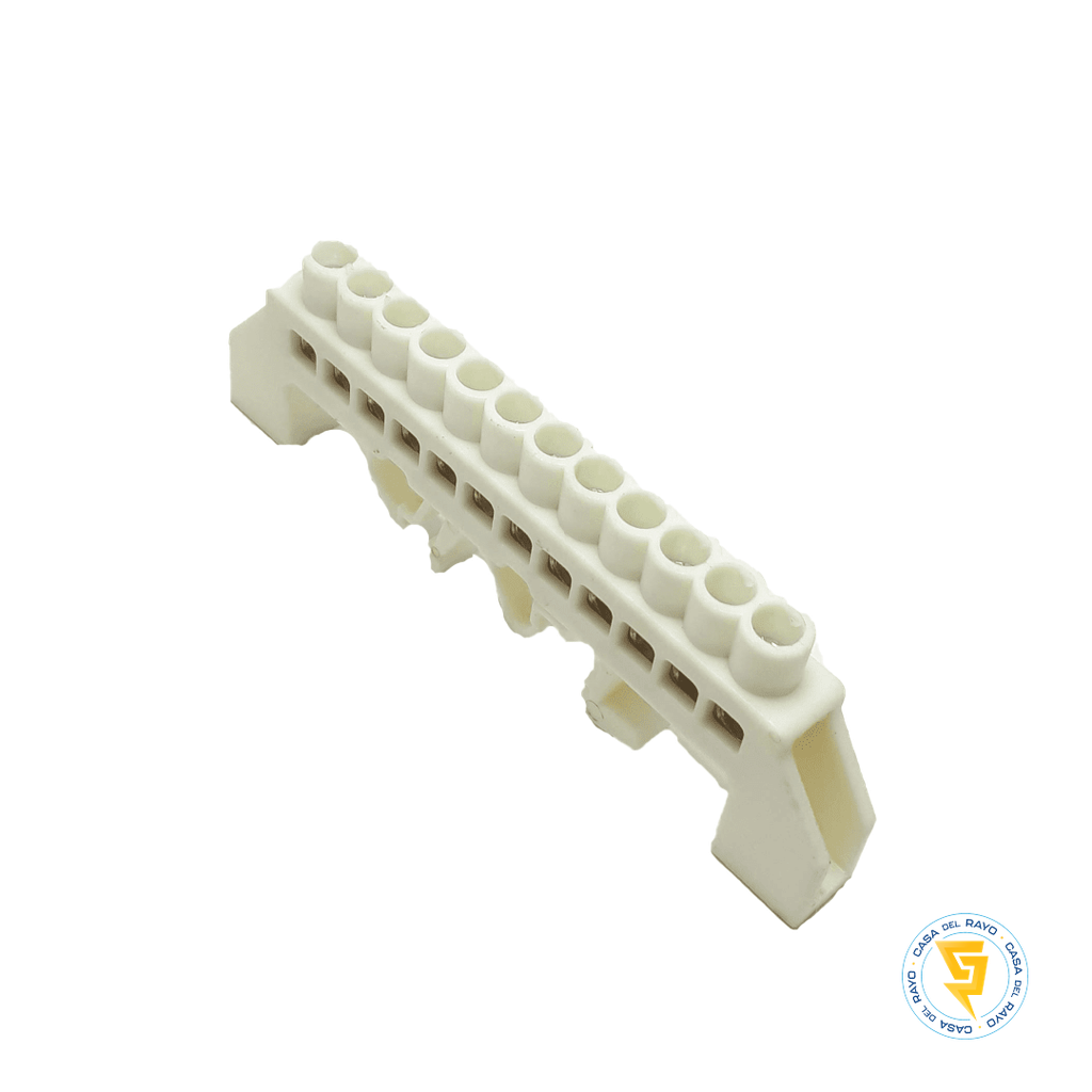 BARRA DE BRONCE AISLADA RIEL DIN 12 POSICIONES | casadelrayo.cl